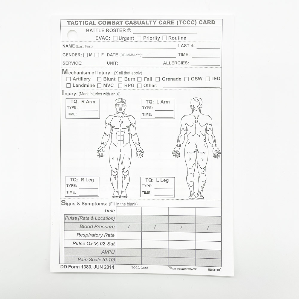 TCCC Card | Skadekort | SJUKVÅRD | EQUIPT.SE
